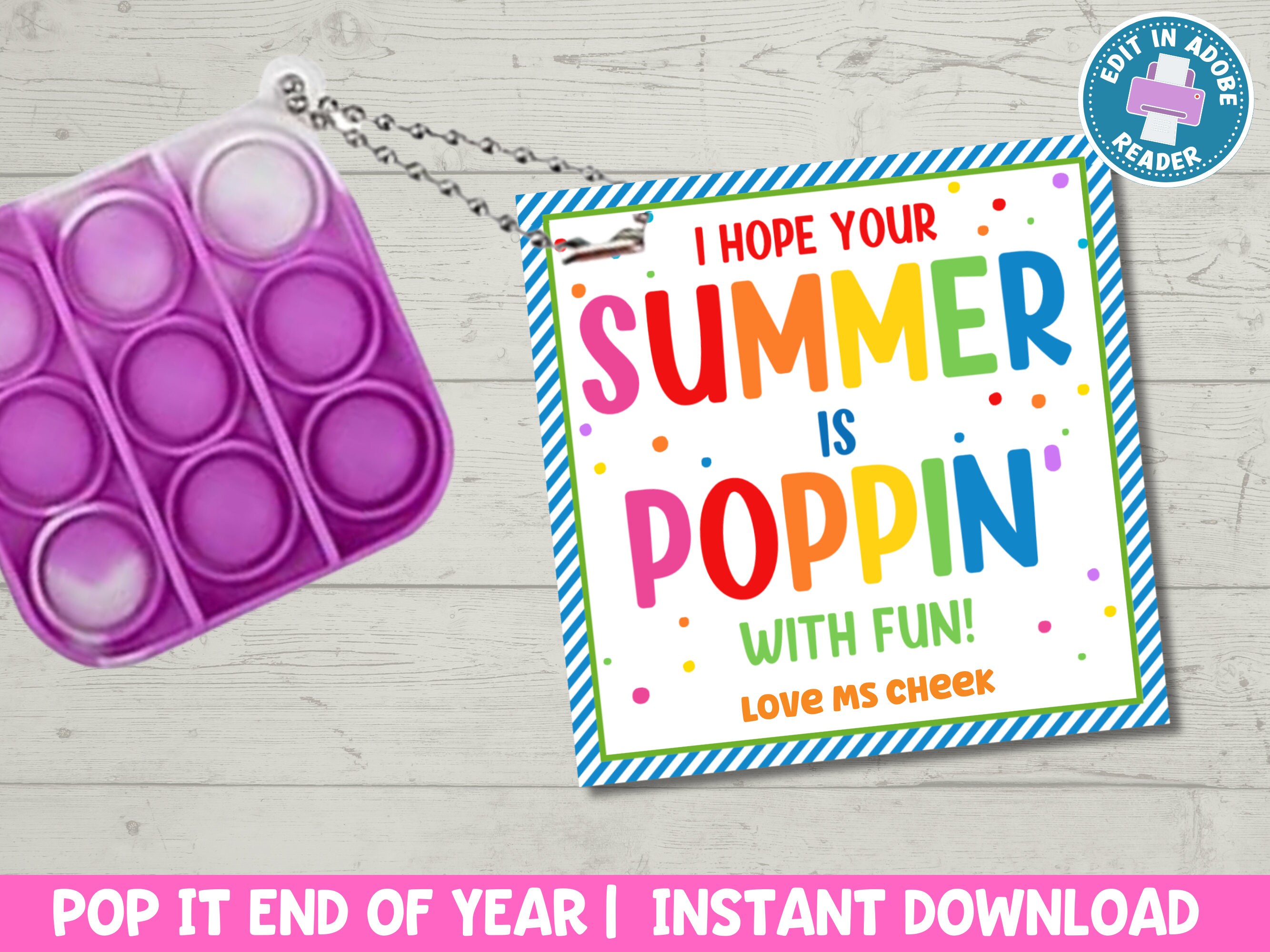 End of School Pop It Gift Tag Printable End of Year Student - Etsy