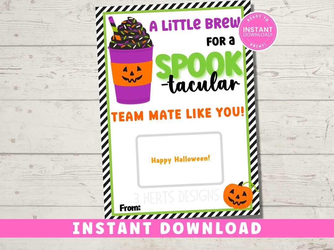 Halloween Coffee Gift Card Holder Printable | Employee Appreciation ...