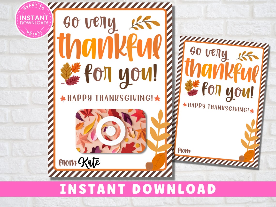 Gift Card Holder Printable Thankful for You Happy - Etsy