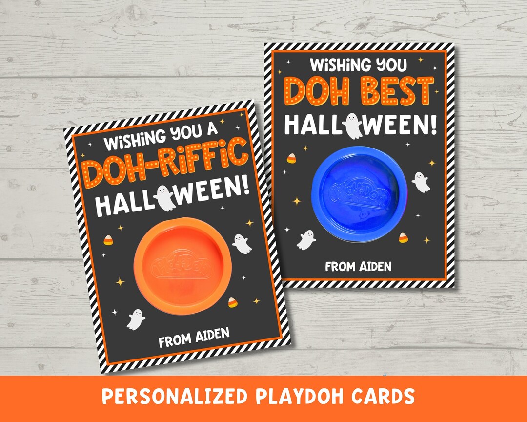 Halloween Playdough Activity Cards Printable Class Gift Non-candy Party ...