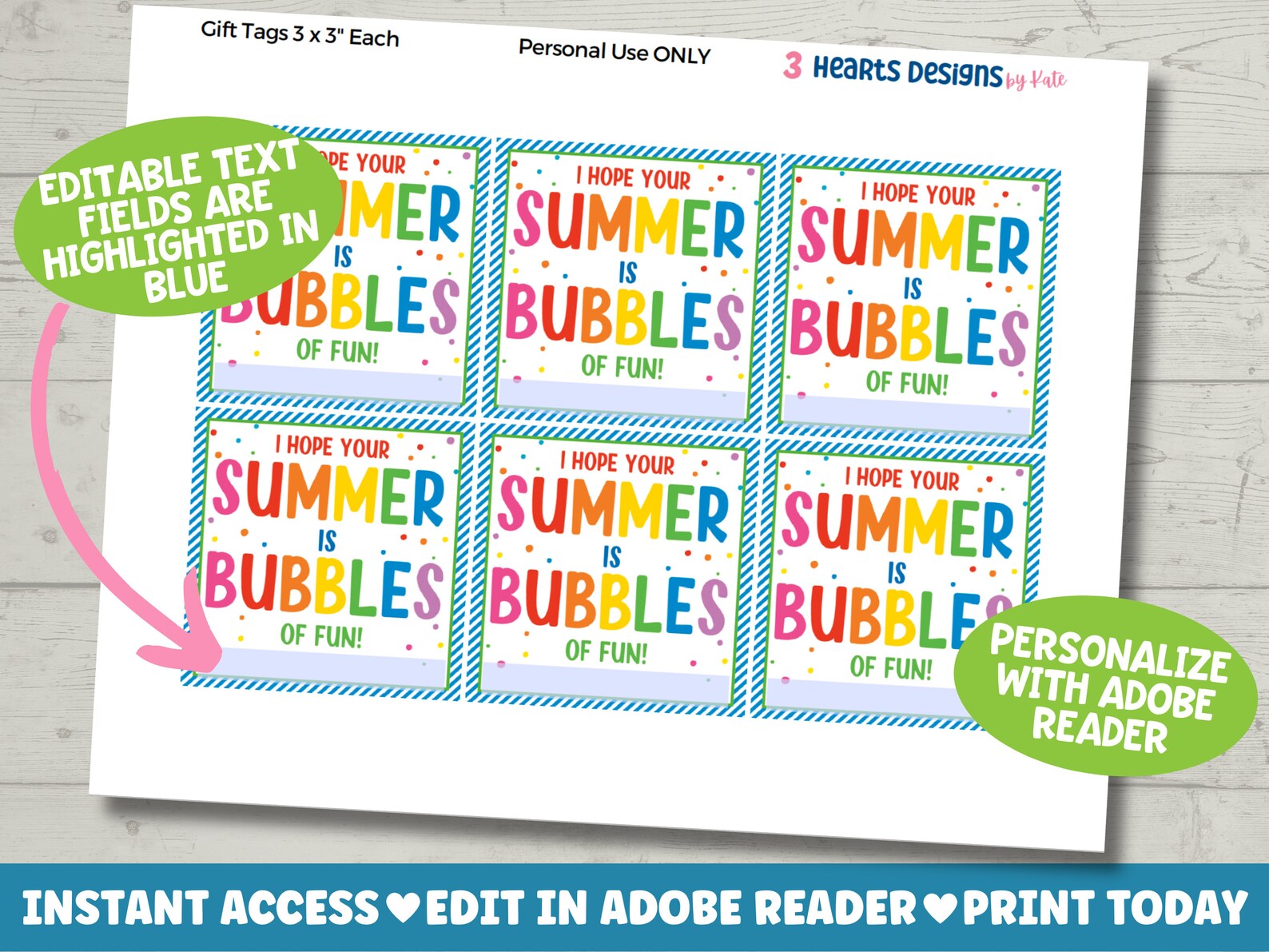 End of School Bubbles Gift Tag Printable End of Year Student - Etsy