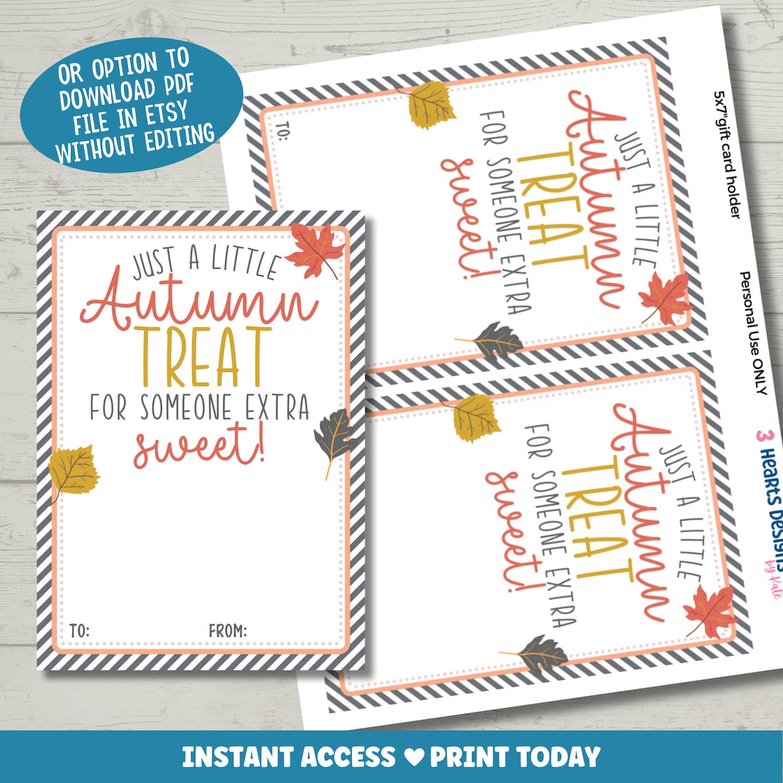 Printable Fall Gift Card Holder for Autumn Coffee Gifts | Editable ...