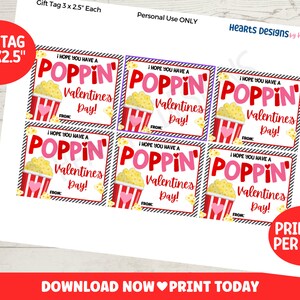 Popcorn Valentine Printable | Classroom Valentines | Popcorn Gift Tag ...