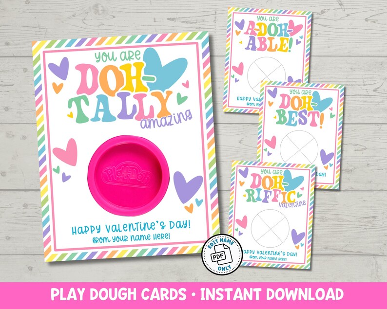 Personalized Playdoh Valentine Cards: Rainbow Classroom Gift Tags ...