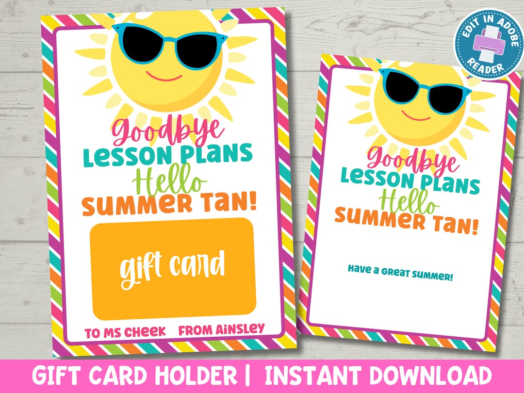 End of Year Teacher Gift Card Holder Printable | Teacher Appreciation ...
