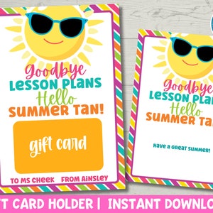 End of Year Teacher Gift Card Holder Printable | Teacher Appreciation ...