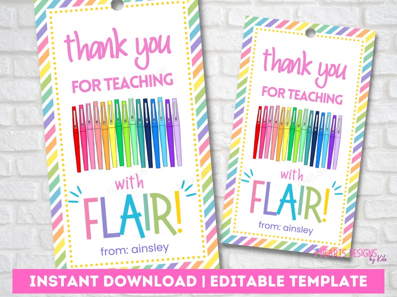 Thank You for Teaching With Flair Gift Tag Teacher - Etsy