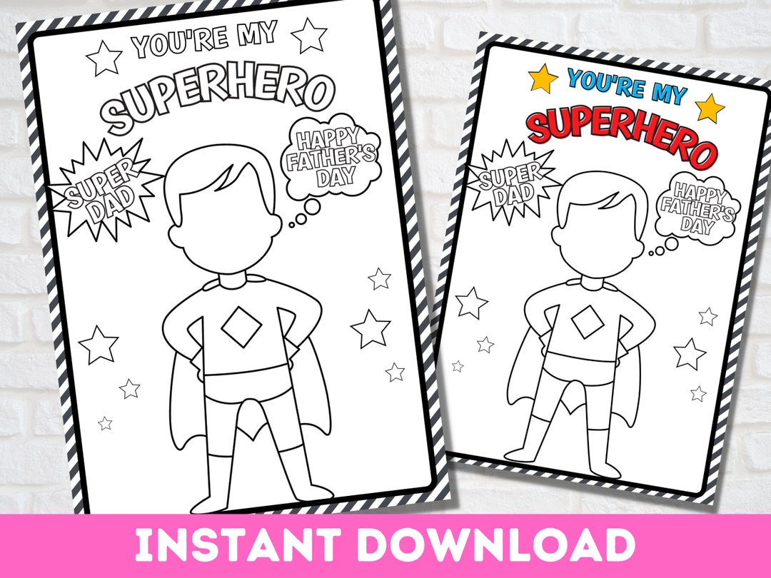 Superhero Dad Coloring Card | Printable Father's Day Gift | Digital ...
