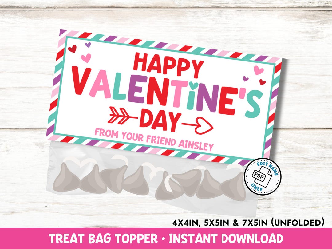 Personalized Valentine's Day Treat Bag Toppers: Kids Class Exchange ...