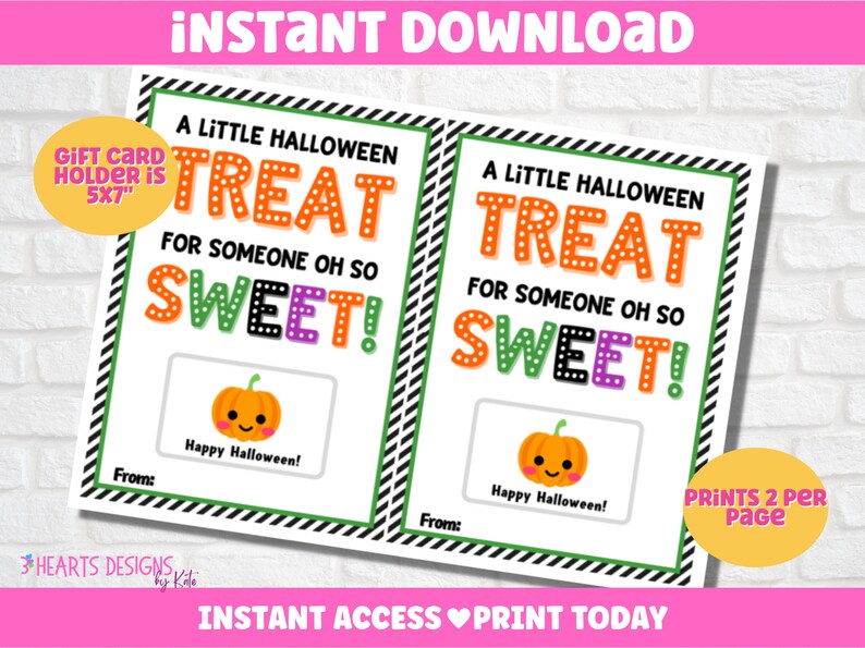 Halloween Gift Card Holder Printable | Teacher, Friend, Staff | Instant ...