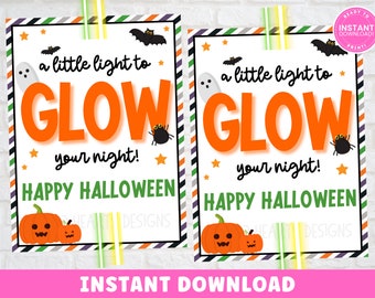 Printable Halloween Glow Stick Holder A Little Bit of Light - Etsy