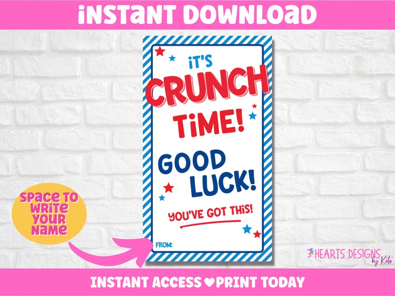 Good Luck Tags Printable Crunch Candy Tag Sports Team - Etsy
