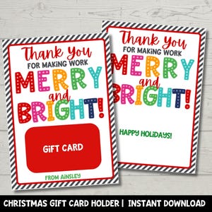 Staff Gift Card Holder Christmas Printable | Secret Santa for Work ...