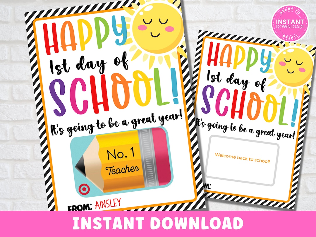 Back to School Teacher Gift Card Holder | First Day of School Printable ...