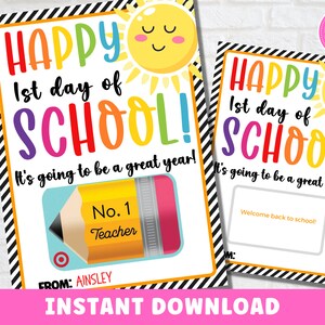Back to School Teacher Gift Card Holder | First Day of School Printable ...