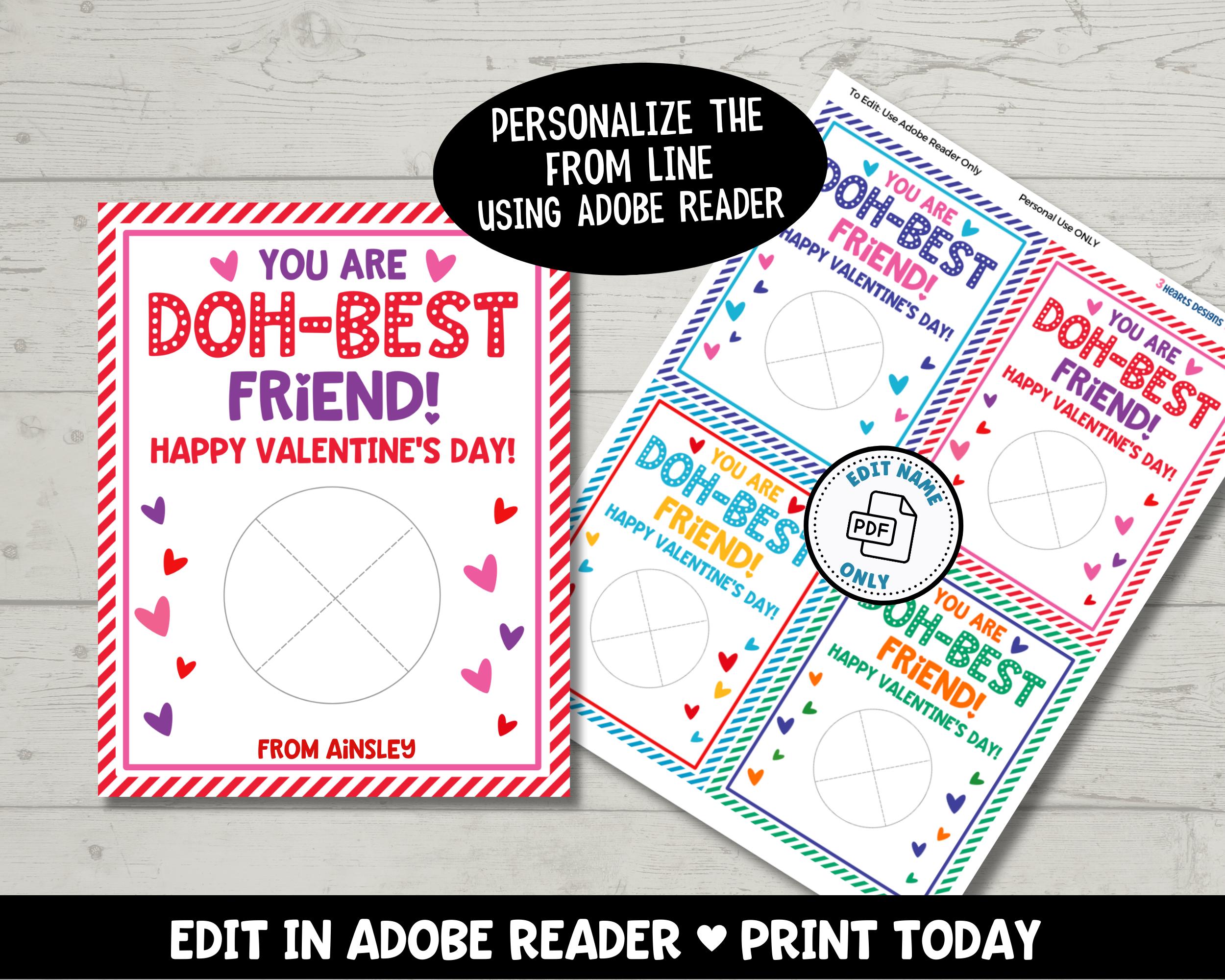 Playdoh Valentine Cards: Editable Classroom Gift Tags | Instant ...