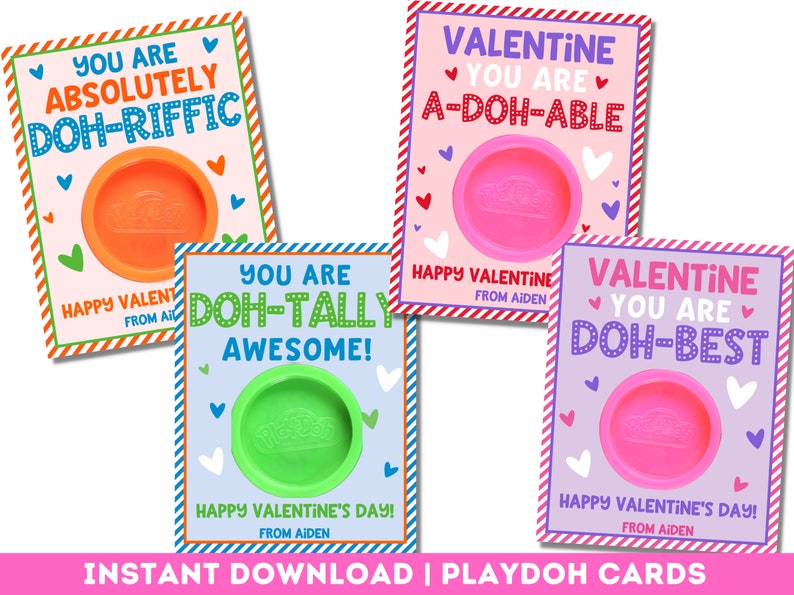 Playdoh Valentine Cards: Editable Classroom Valentines | Instant ...