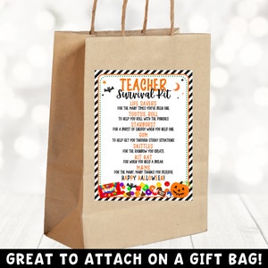 Customizable Halloween Teacher Survival Kit Gift Tag Printable Corjl ...