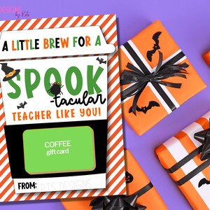 Printable Halloween Teacher Coffee Gift Card Holder Fall - Etsy
