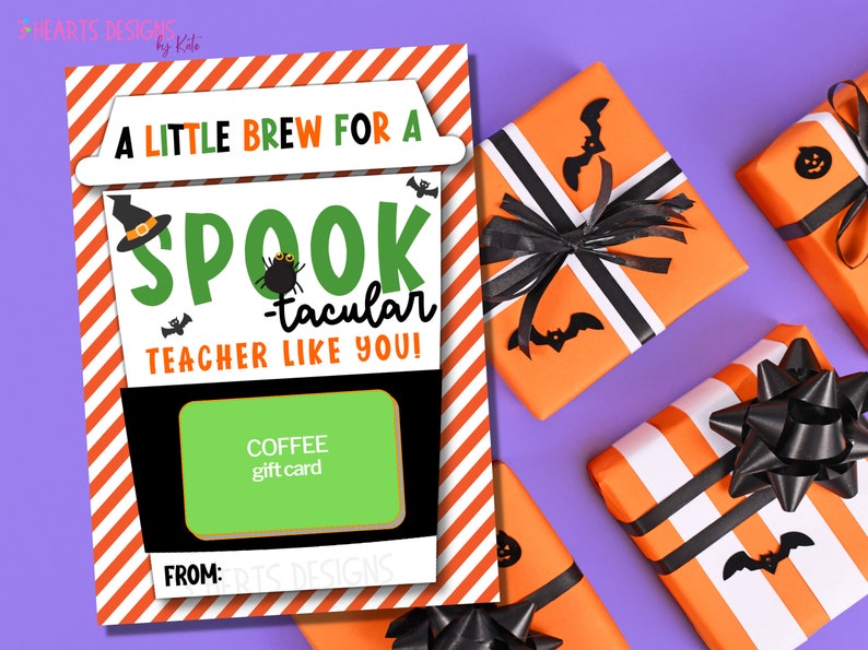 Printable Halloween Teacher Coffee Gift Card Holder Fall - Etsy