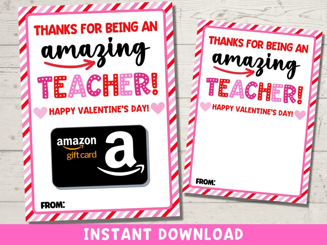 Teacher Gift Card Holder Printable Valentines Day Teacher Appreciation ...
