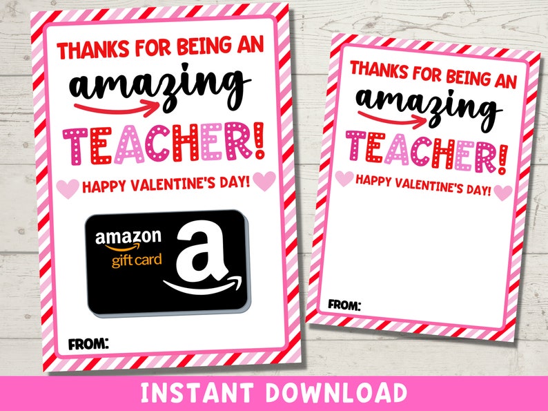 Teacher Gift Card Holder Printable Valentines Day Teacher - Etsy