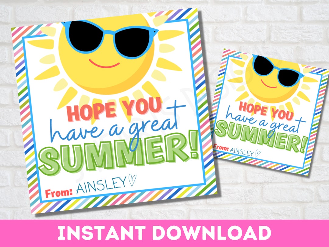 End of School Gift Tag Printable | Last Day of School Tag | Sunglasses ...