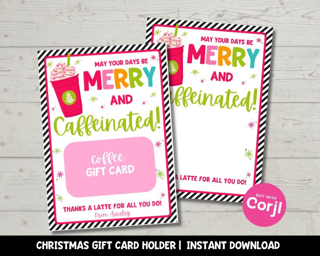 Pink Christmas Gift Card Holder for Teachers Staff | Editable Holiday ...