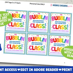 Back to School Gift Tag | Bubbles Gift Tag Gift From Teacher | First ...