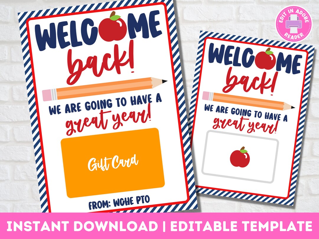 Back to School Gift Card Holder: Teacher Staff Gift | Instant Download ...