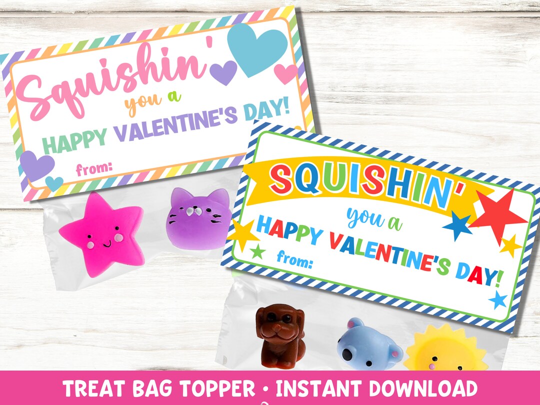 Squishy Valentine Treat Bag Topper: Classroom Gift Tag | Instant ...