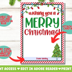 Printable Gift Card Holder Christmas | Merry Christmas Card | Teacher ...