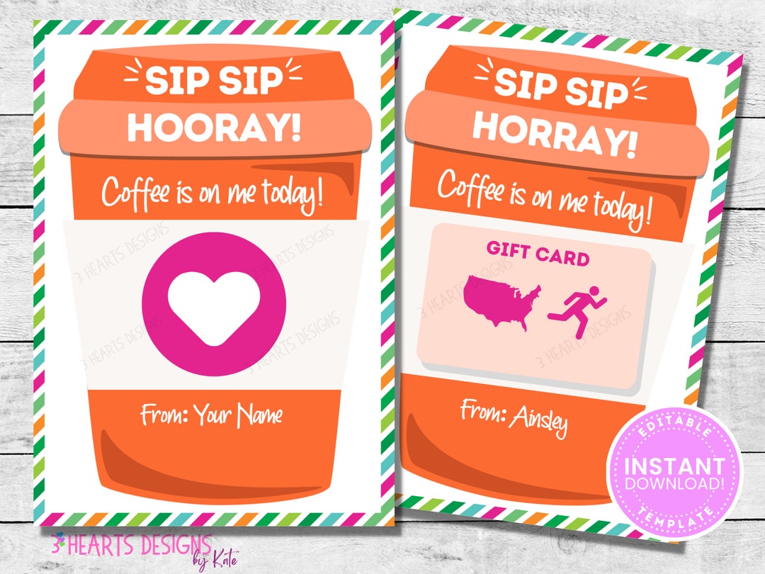 Coffee Gift Card Holder Printable | Employee Teacher Nurse Staff | Sip ...