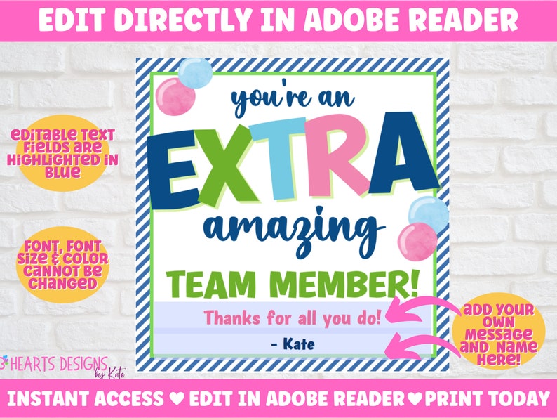 Team Appreciation Gift Tag Printable Employee Appreciation - Etsy