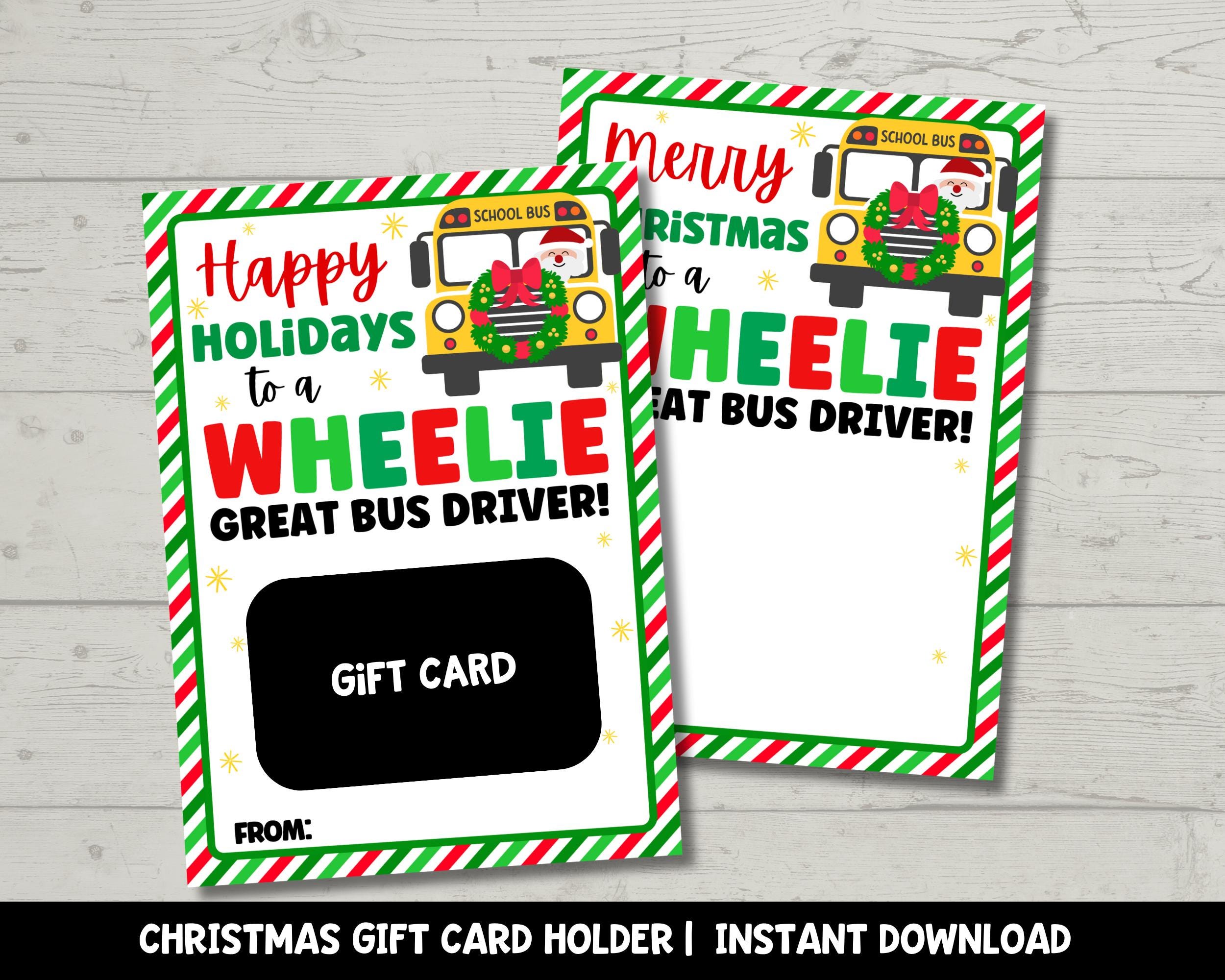 Bus Driver Christmas Gift Card Holder Printable | Appreciation Holiday ...