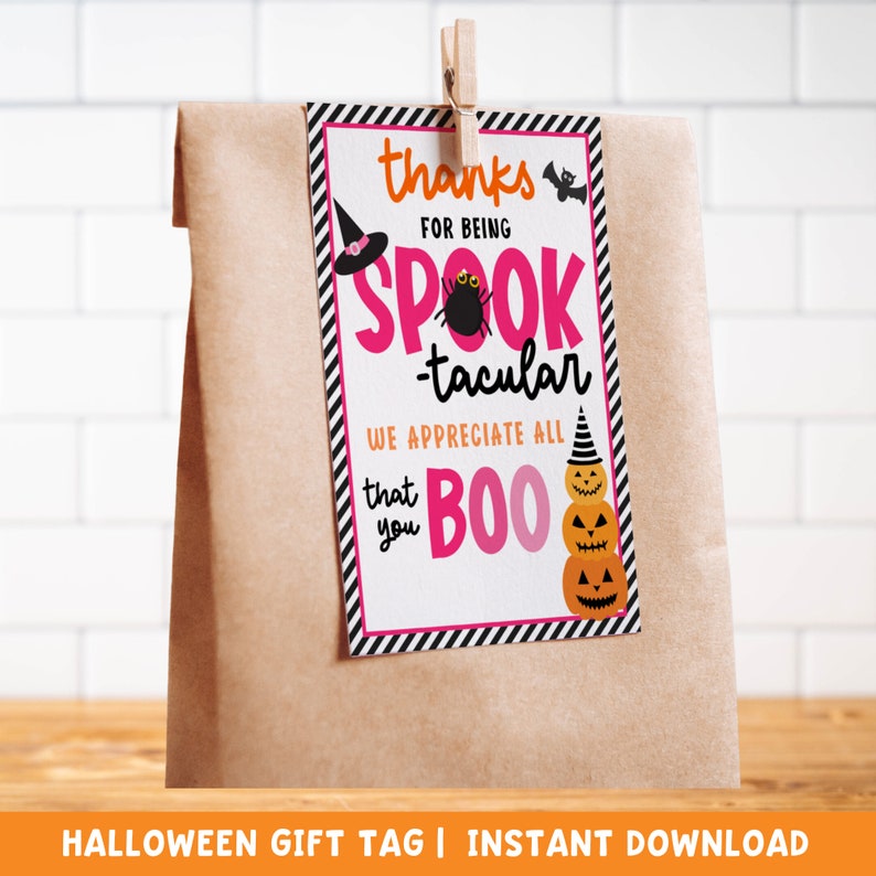 Printable Spooktacular Pink Halloween Gift Tags for Appreciation ...
