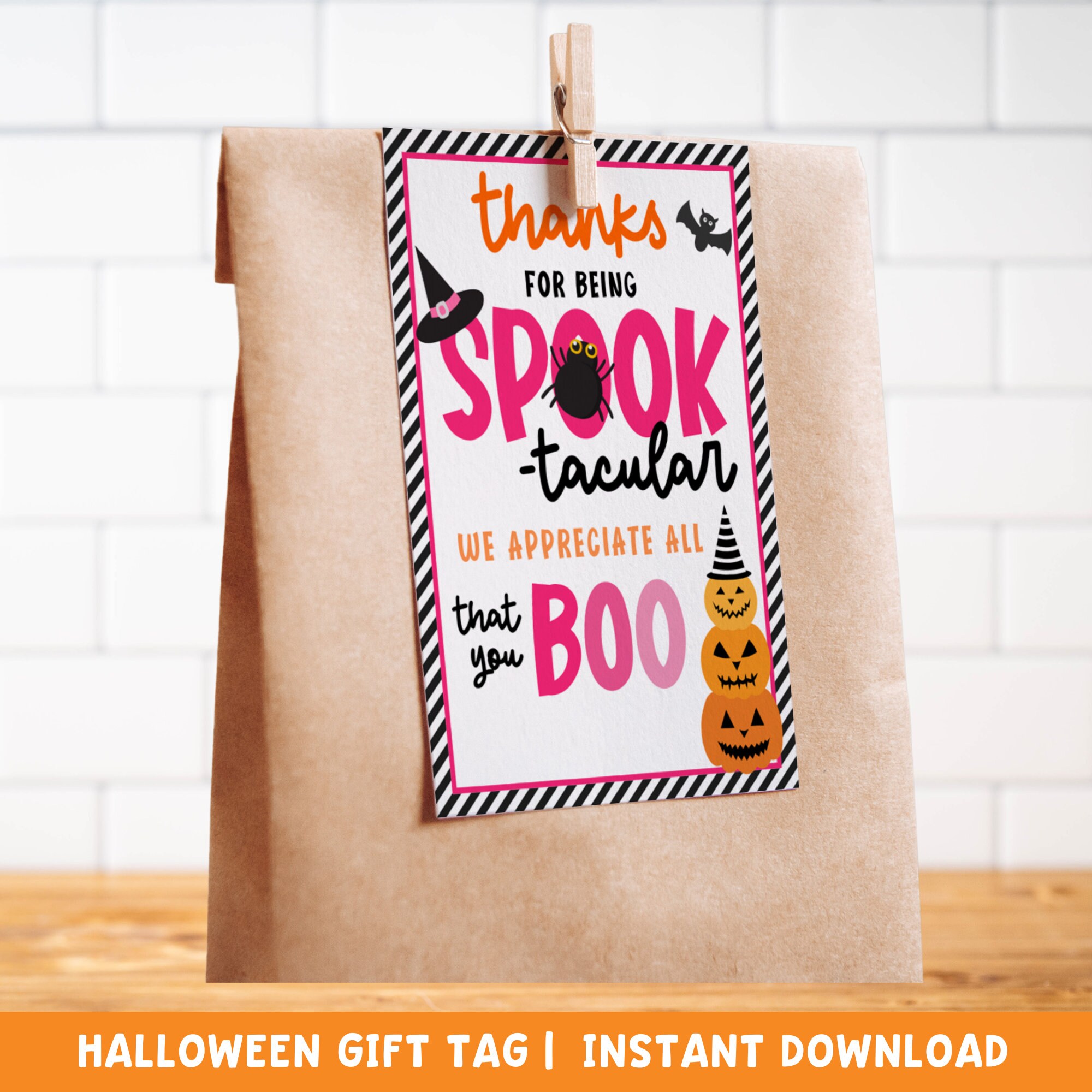 Printable Spooktacular Pink Halloween Gift Tags for Appreciation ...