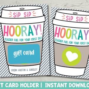 Back to School Teacher Gift Card Holder | Sip Sip Hooray Coffee Gift ...