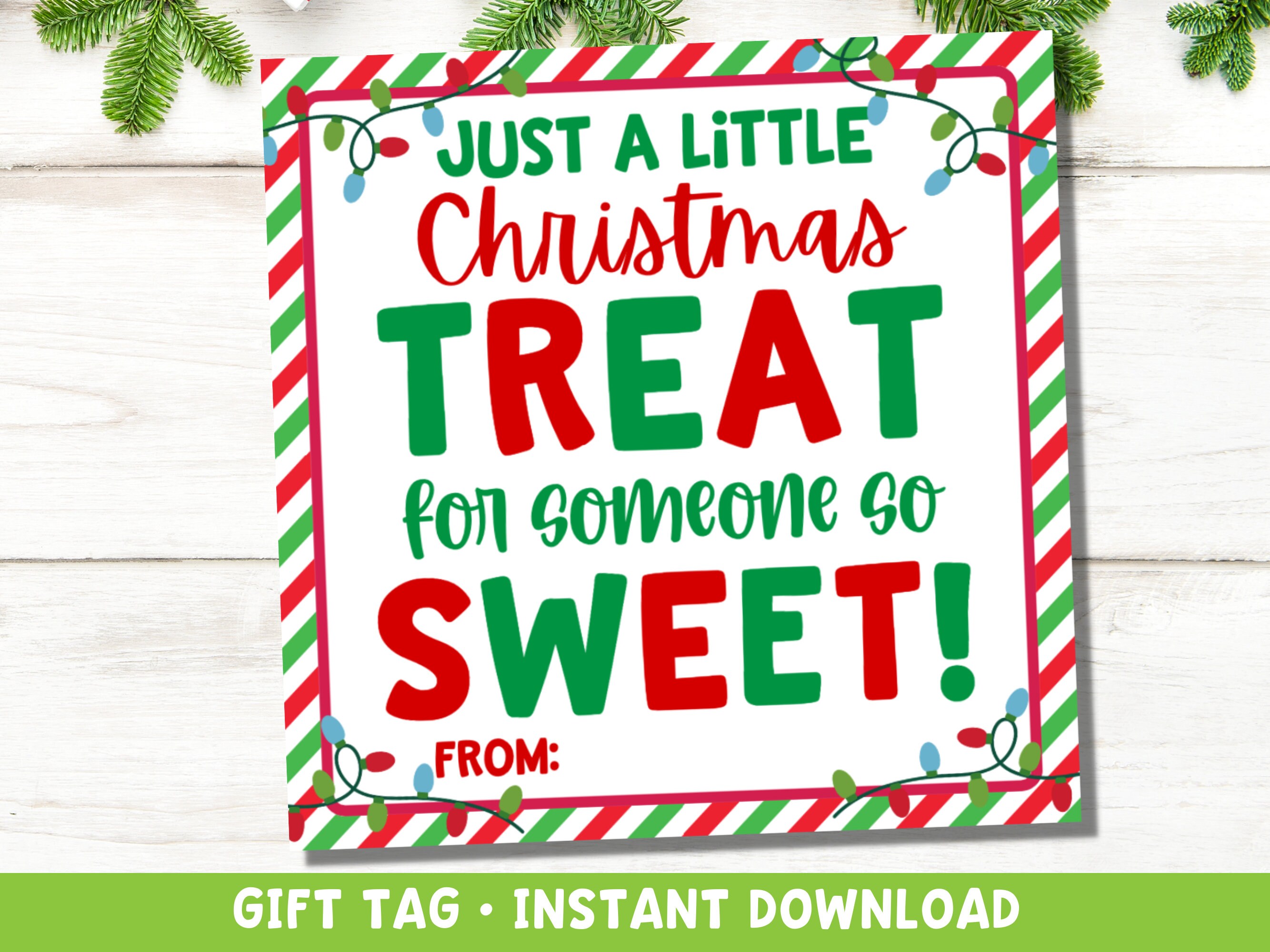 Christmas Treat Gift Tags: Holiday Thank You Notes | Instant Download ...