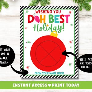 Christmas Play Dough Cards | Holiday Kids Gift | Personalized PDF - Etsy
