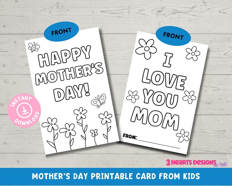 Printable Mother's Day Card: All About Mom Coloring Page | Instant ...