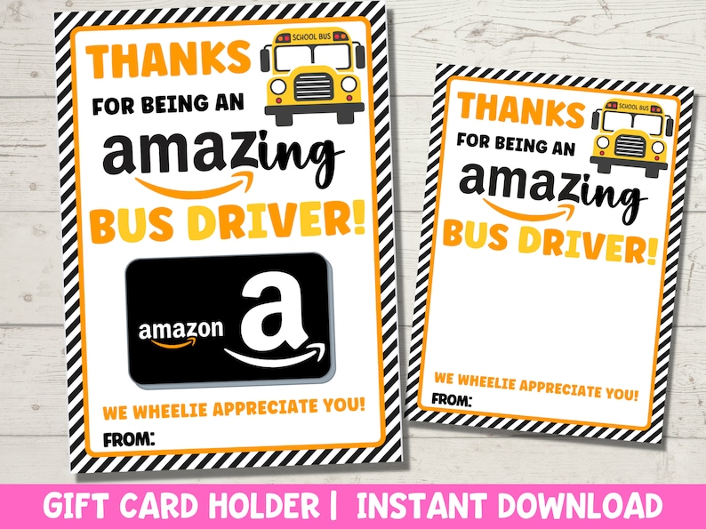 Bus Driver Appreciation Gift Card Holder Printable Digital Download - Etsy