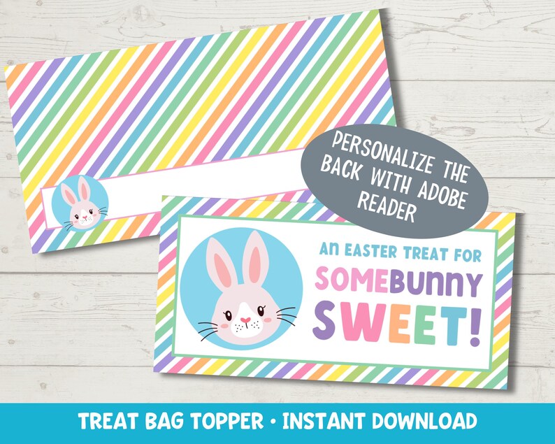 Easter Bunny Treat Bag Topper: Spring Favor Tag | Instant Download - Etsy
