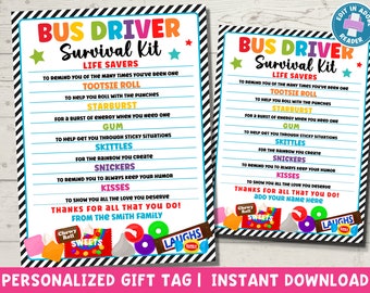 School Bus Driver Survival Kit Flyer Printable Appreciation - Etsy
