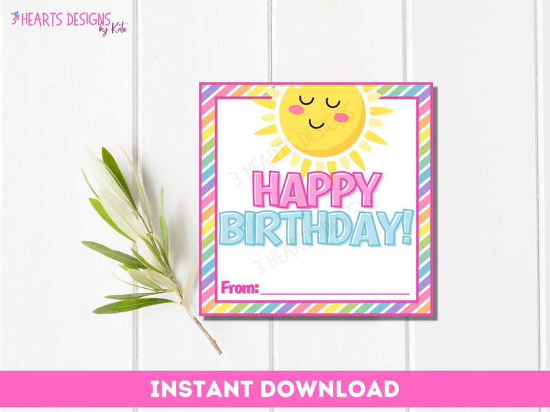 Happy Birthday Tag Printable Birthday Rainbow Gift Tag - Etsy