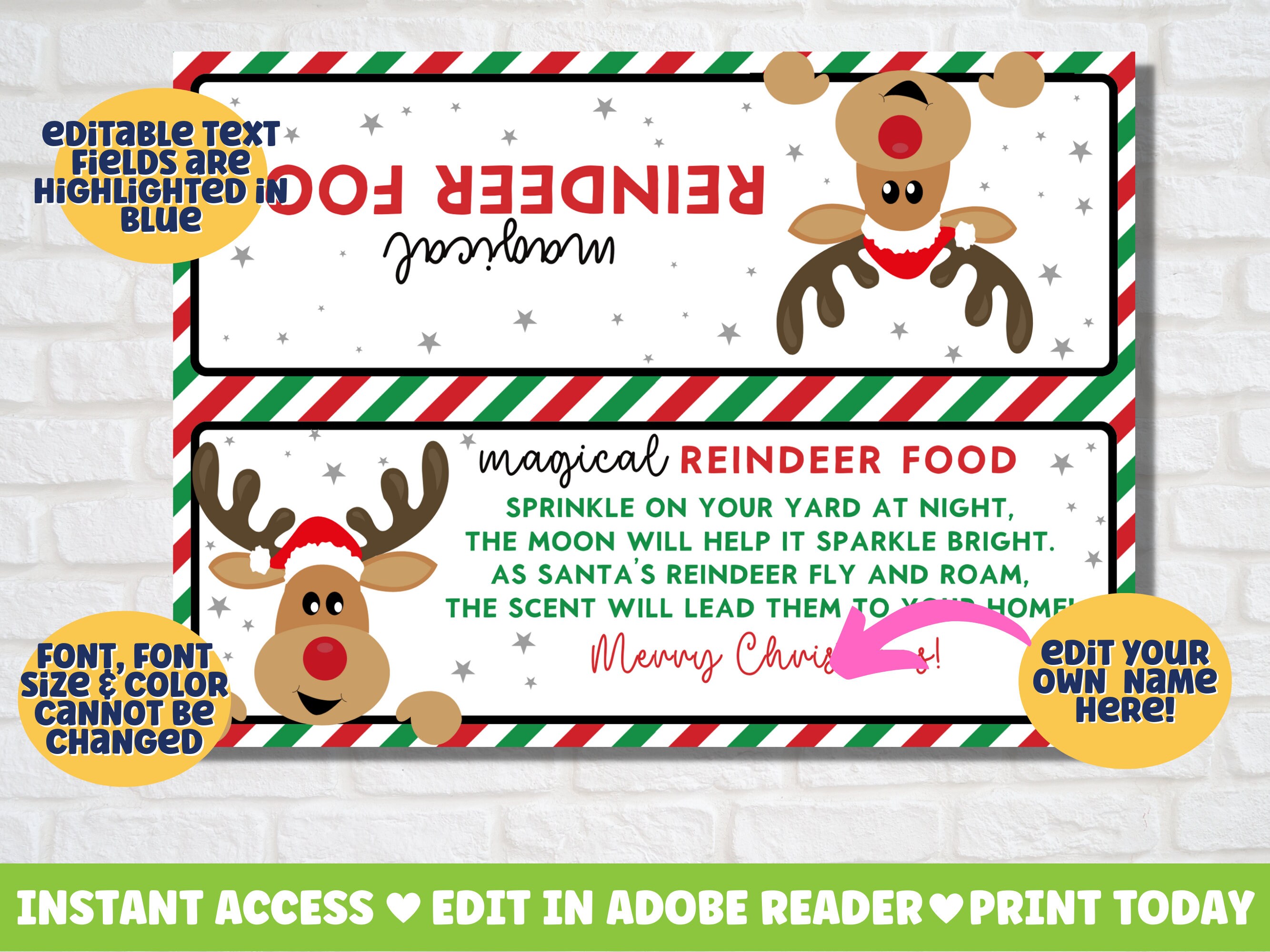 Magic Reindeer Food Treat Bag Topper Printable Christmas Eve - Etsy