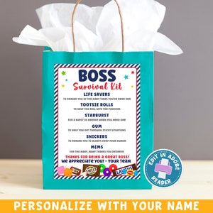Boss Survival Kit Printable Boss Gift Tag Gift for Manager Gift Tags ...