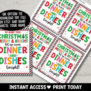 Printable Christmas Dinner Dishes Gift Tag: Teacher, Friend, Coworker ...