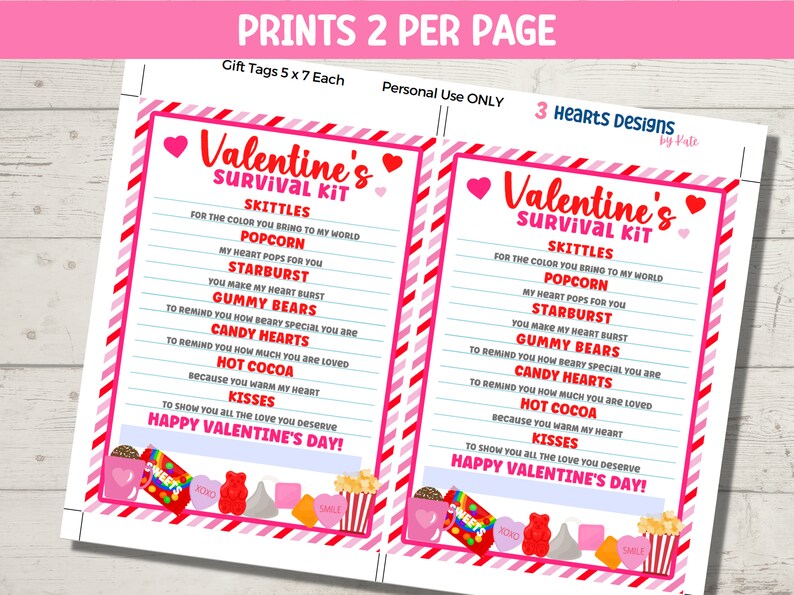 Valentine's Survival Kit Printable Valentine Tag - Etsy