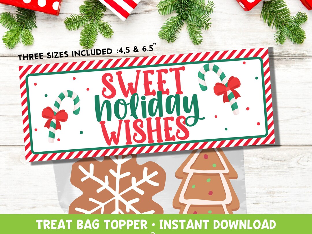 Christmas Treat Bag Topper | Candy Bag Topper | Christmas Sweets Goody ...